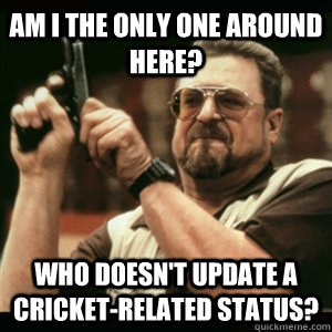 AM I THE ONLY ONE AROUND HERE? WHO DOESN'T UPDATE A CRICKET-RELATED STATUS? - Misc - quickmeme