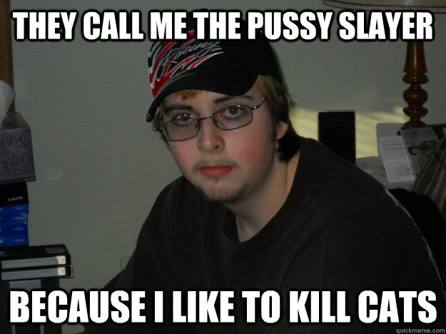 They call me the pussy slayer Because i like to kill cats - Misc - quickmeme