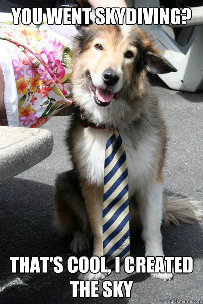 You went skydiving? That's cool, I created the sky - One-upper Buster - quickmeme