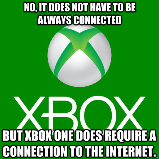 No, it does not have to be always connected but Xbox One does require a connection to the ...