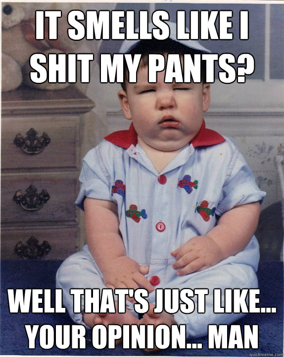 It smells like i shit my pants? well that's just like... your opinion... man - Misc - quickmeme
