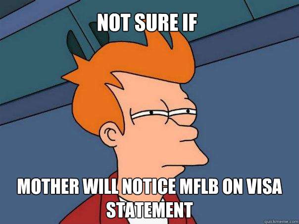 Not sure if Mother will notice mflb on visa statement - Misc - quickmeme