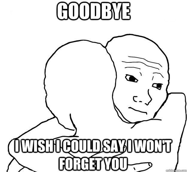 Goodbye I wish I could say I won't forget you - Misc - quickmeme