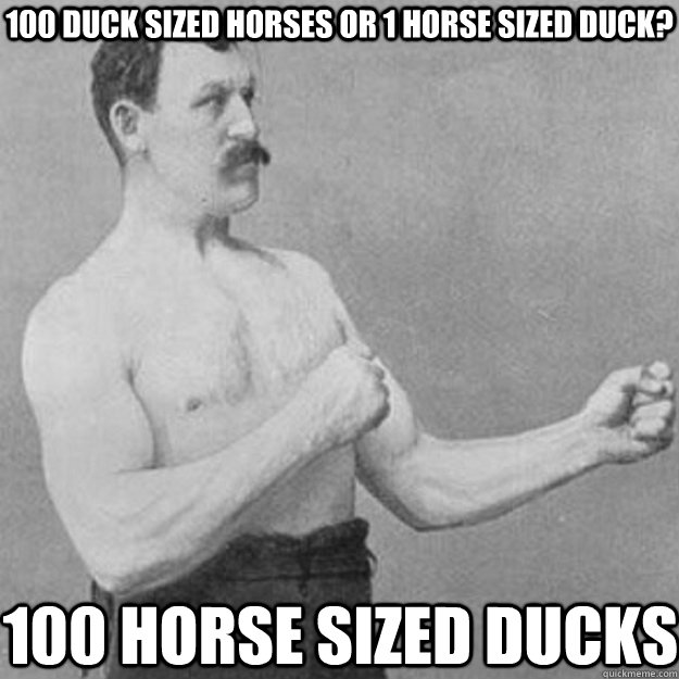 100 duck sized horses or 1 horse sized duck? 100 horse sized ducks - Misc - quickmeme