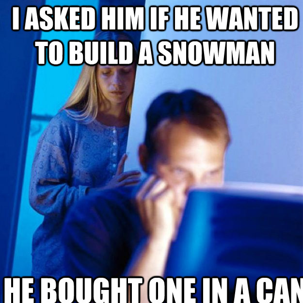 I asked him if he wanted to build a snowman He bought one in a can - Redditors Wife - quickmeme