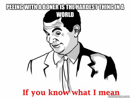 peeing with a boner is the hardest thing in a world - Mr bean - quickmeme